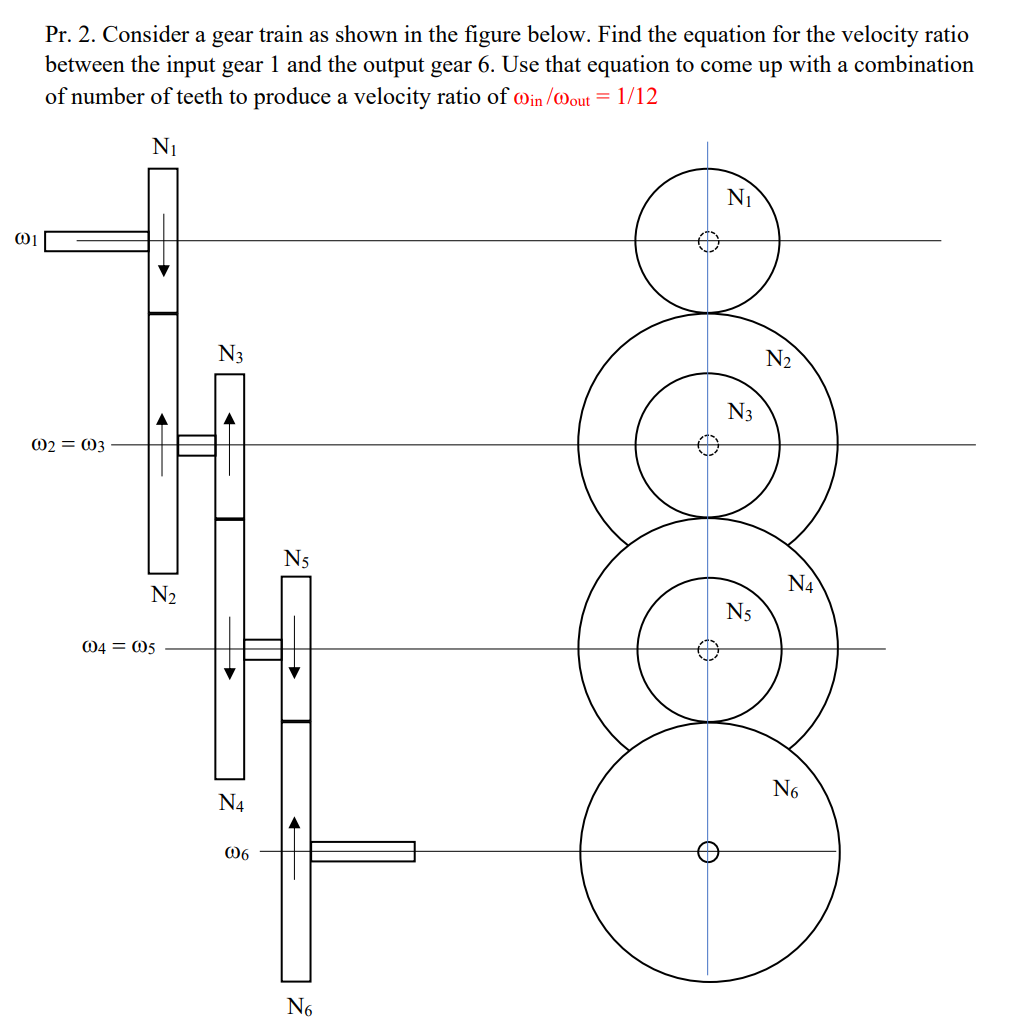 Solved Pr. 2. ﻿Consider a gear train as shown in the figure | Chegg.com