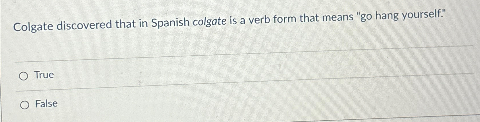 Solved Colgate discovered that in Spanish colgate is a verb | Chegg.com