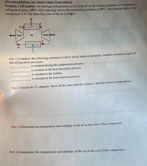 ((No interpolation, use closest values from tables)) | Chegg.com