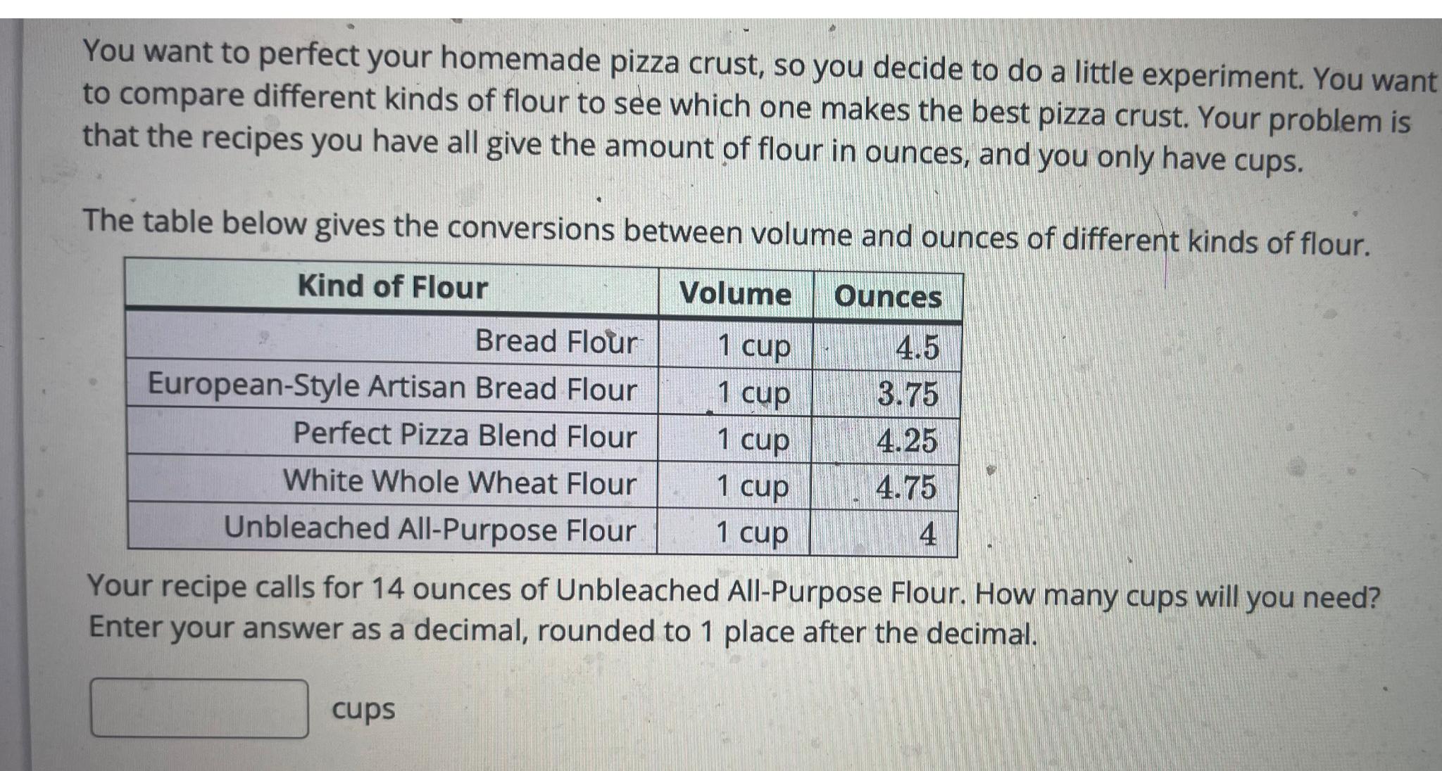 Solved You want to perfect your homemade pizza crust, so you | Chegg.com