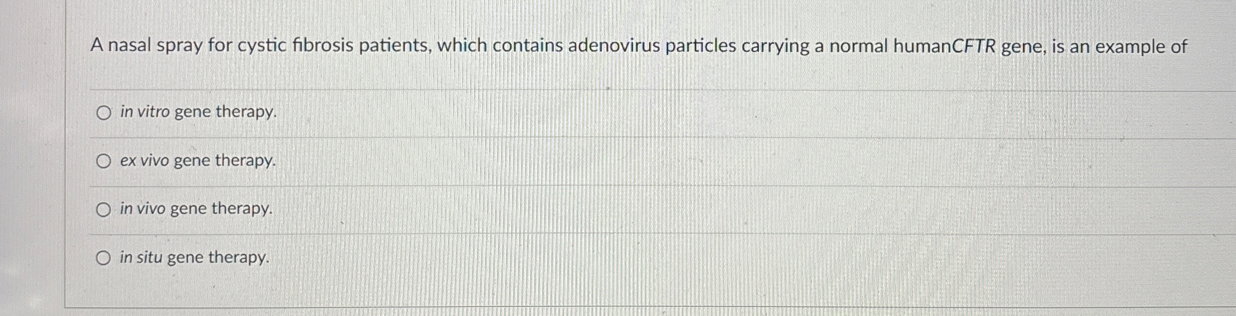 Solved A nasal spray for cystic fibrosis patients, which | Chegg.com
