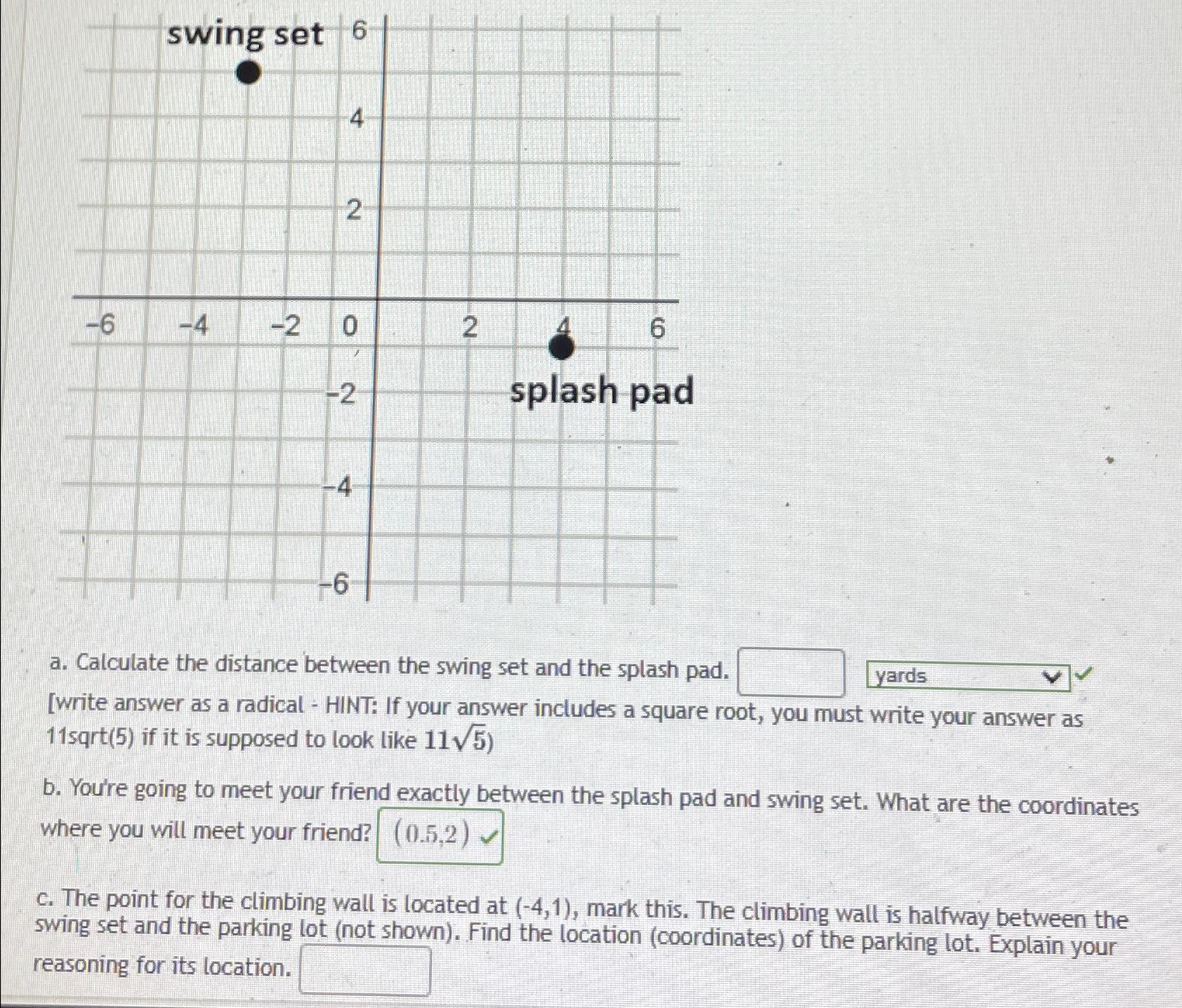 Solved a. ﻿Calculate the distance between the swing set and | Chegg.com