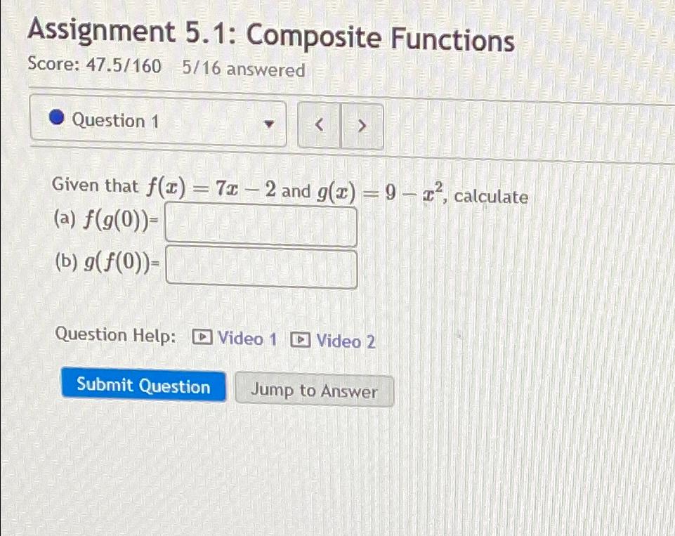 Solved Assignment 5.1: Composite FunctionsScore: | Chegg.com