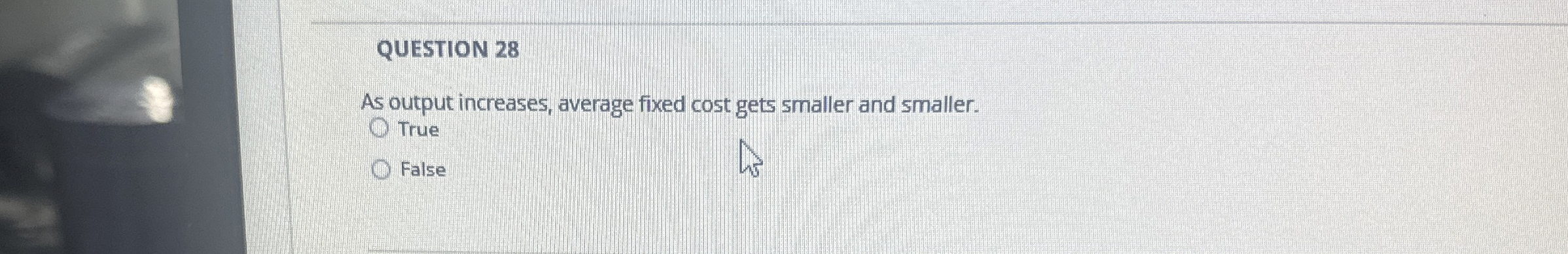 Solved QUESTION 28As output increases, average fixed cost | Chegg.com
