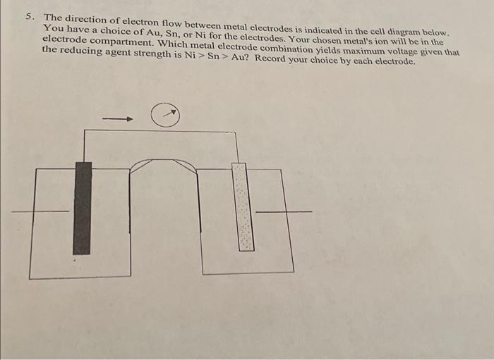 Solved 5. The direction of electron flow between metal | Chegg.com