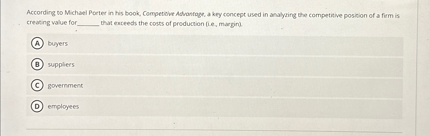 Solved According to Michael Porter in his book, Competitive | Chegg.com