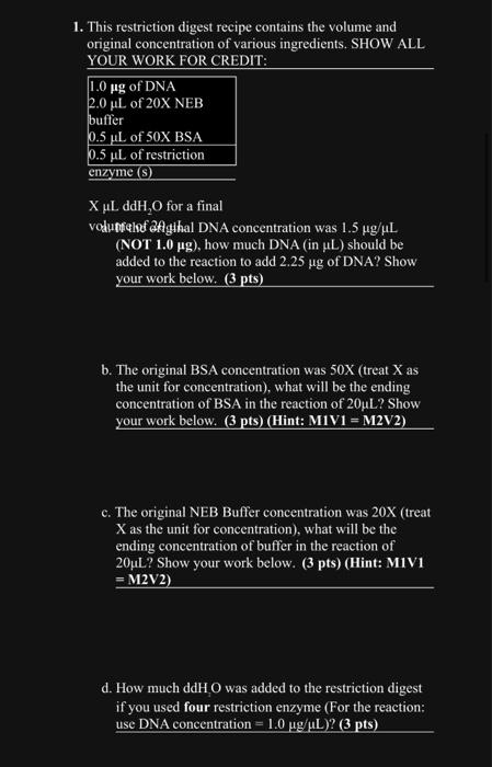[Solved]: part 1 of 3!:) 1. This restriction digest recipe c