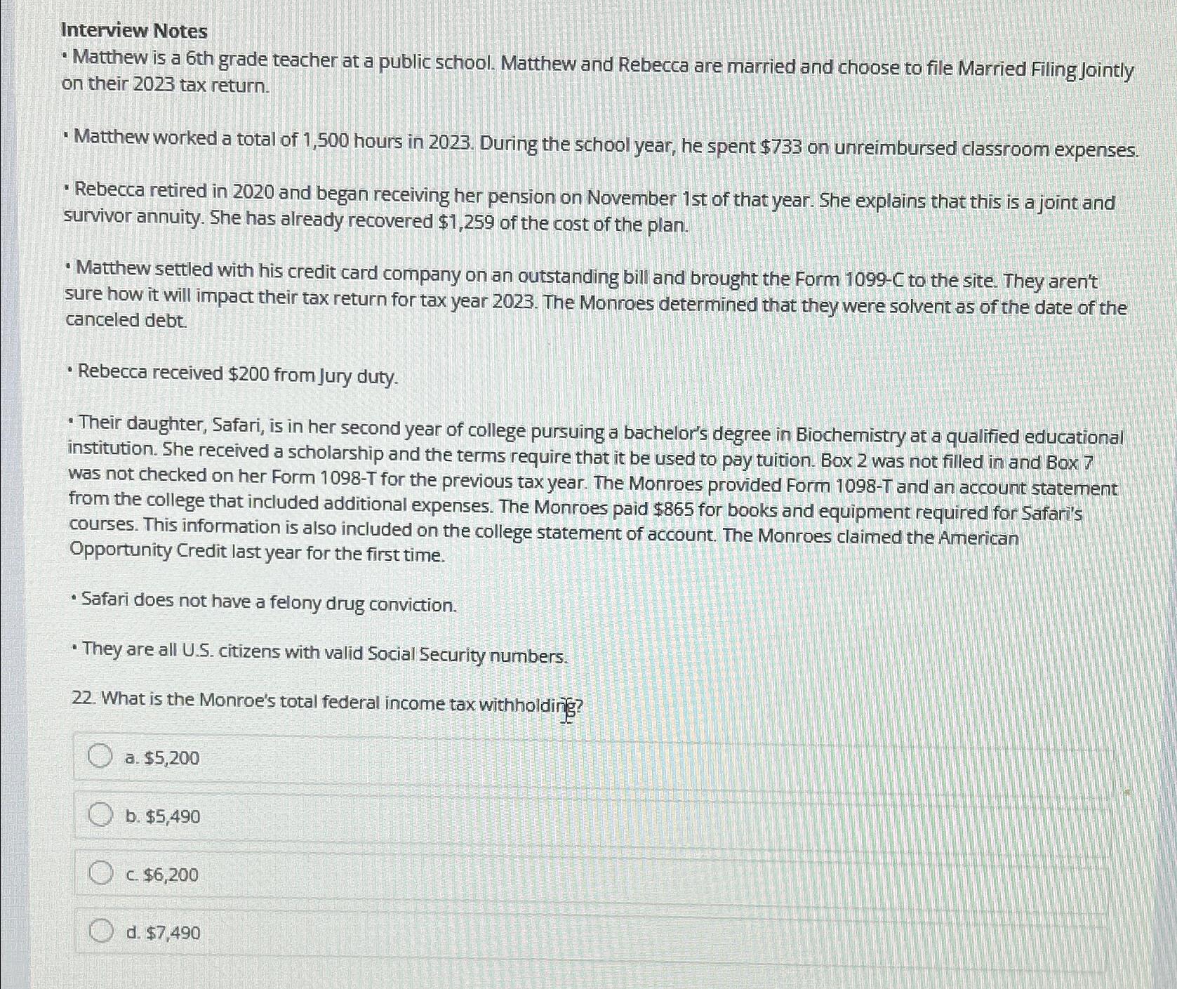 Solved Interview NotesMatthew is a 6th grade teacher at a | Chegg.com
