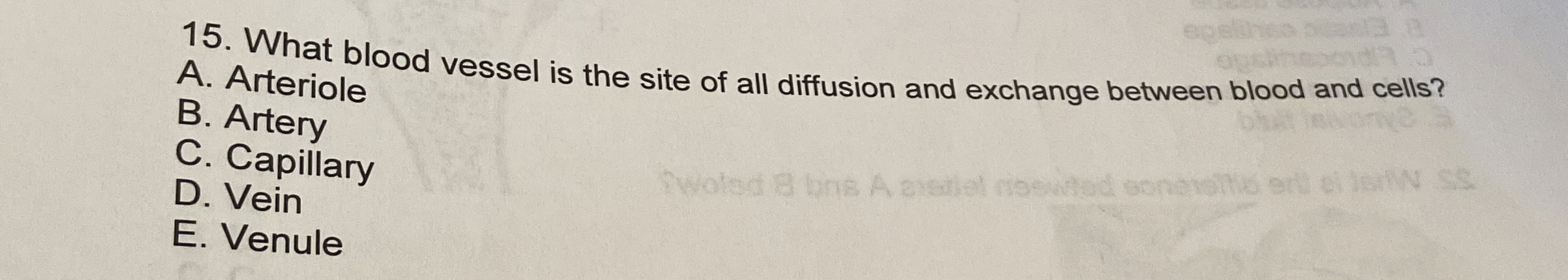 Solved What blood vessel is the site of all diffusion and | Chegg.com