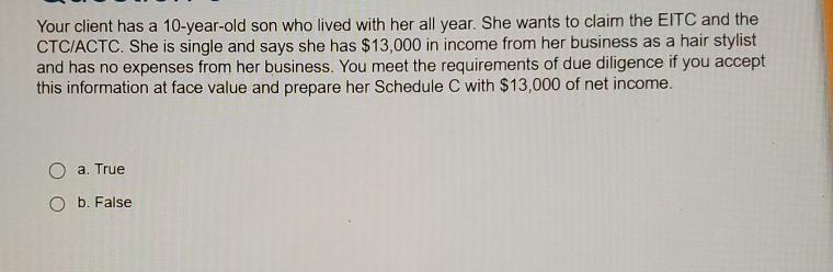 Solved Your client has a 10-year-old son who lived with her | Chegg.com