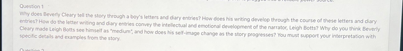 Question 1Why does Beverly Cleary tell the story | Chegg.com