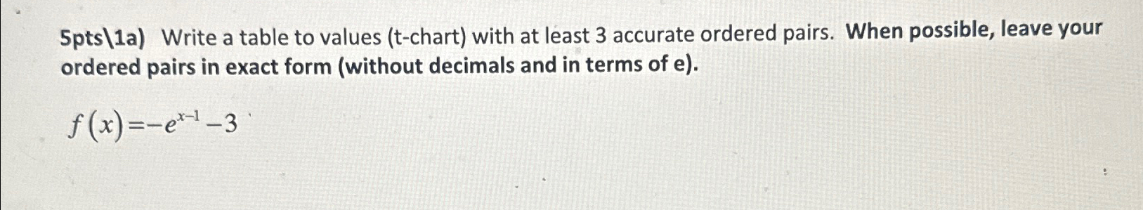Solved 5pts??1a Write a table to values (t-chart) ﻿with at | Chegg.com