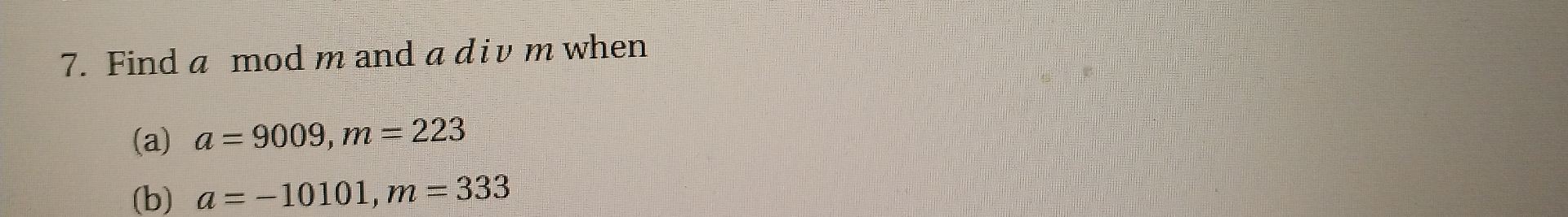 Solved Find amodm and a div m | Chegg.com