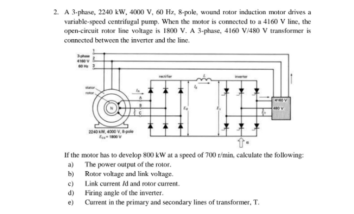 Solved A 3-phase, 2240kW,4000V,60Hz,8-pole, wound rotor | Chegg.com