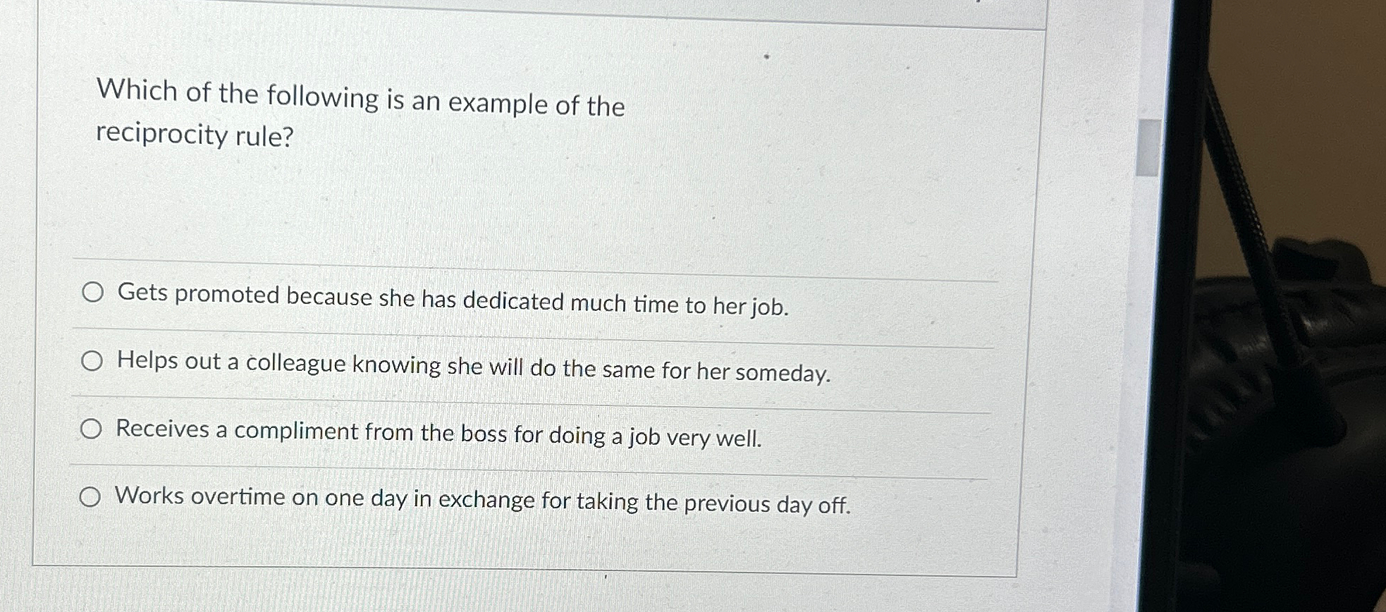 Solved Which of the following is an example of the | Chegg.com