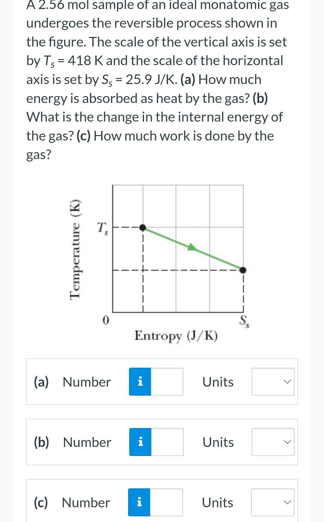 Solved A 2.56 mol sample of an ideal monatomic gas undergoes | Chegg.com