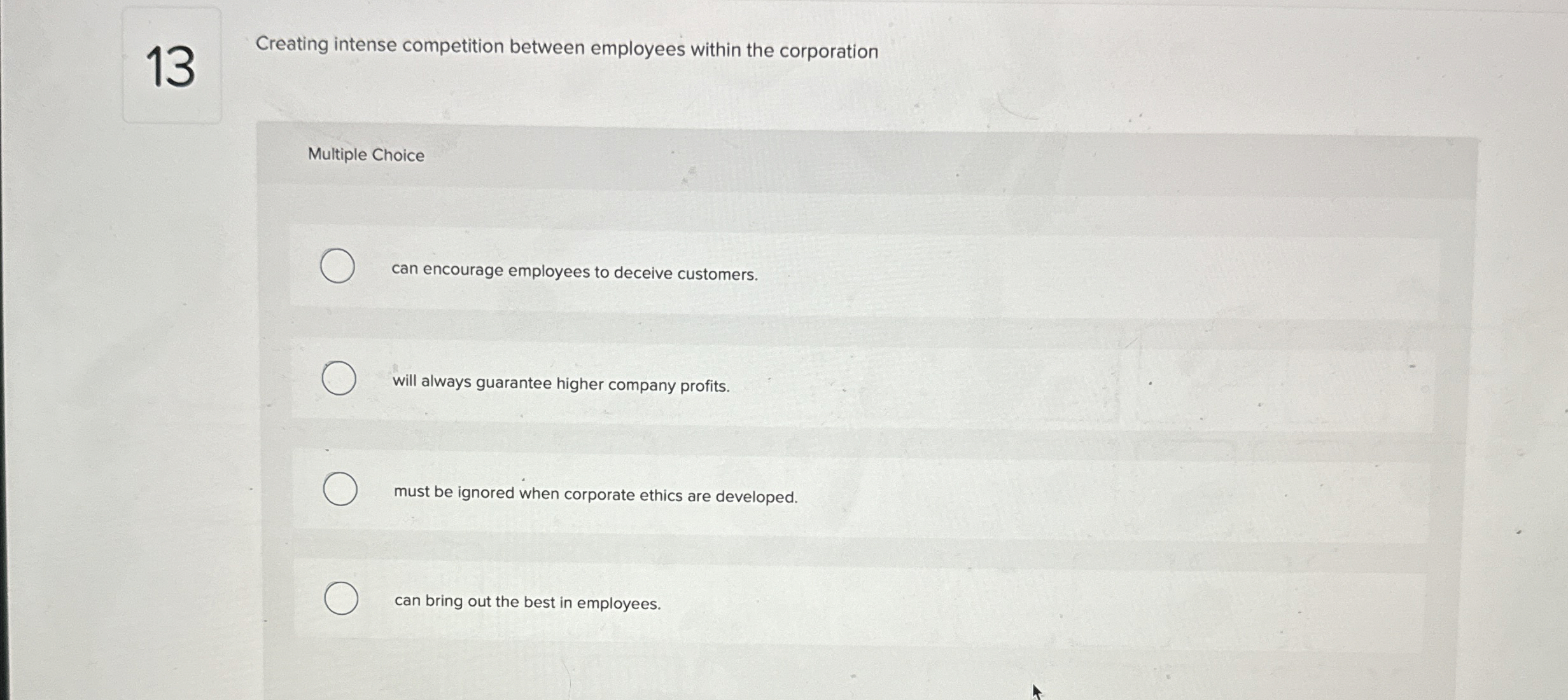Solved Creating intense competition between employees within | Chegg.com