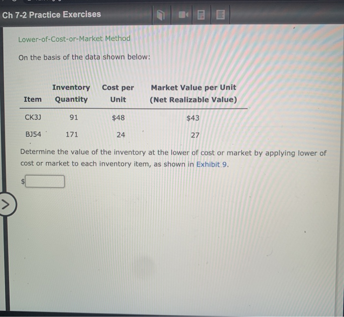 Solved Ch 7-2 Practice Exercises Lower-of-Cost-or-Market | Chegg.com