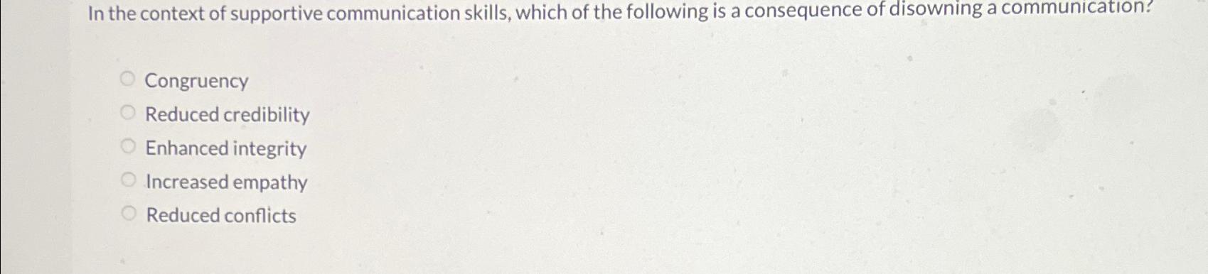 Solved In the context of supportive communication skills, | Chegg.com