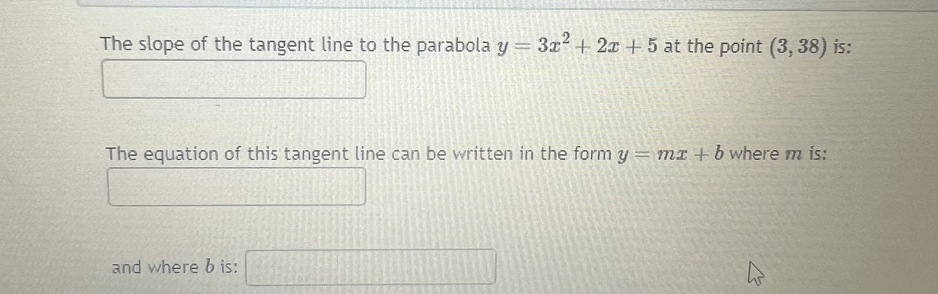 Solved The slope of the tangent line to the parabola | Chegg.com