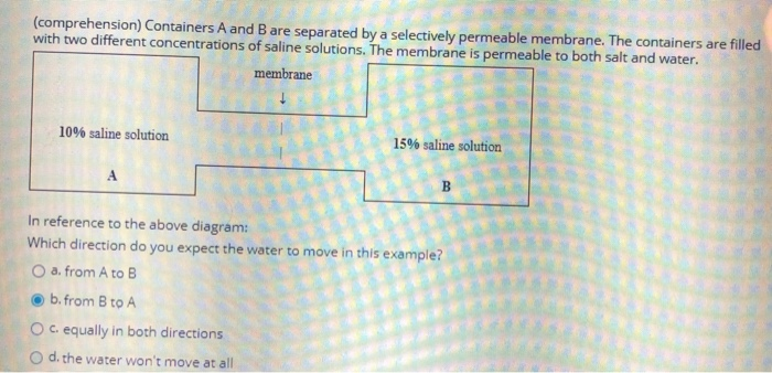 Solved (comprehension) Containers A and B are separated by a | Chegg.com