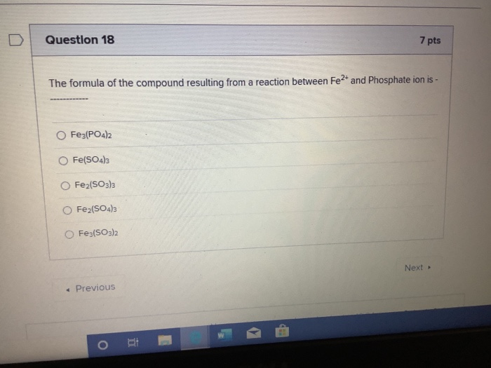 Solved Question 18 7 pts The formula of the compound | Chegg.com