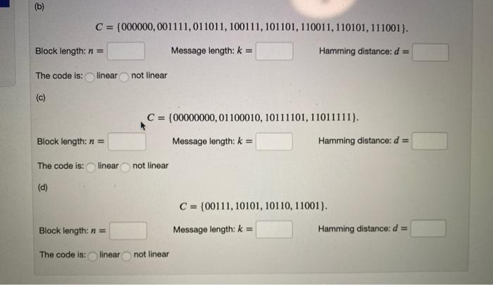 Solved (1 point) For each of the following codes, determine | Chegg.com