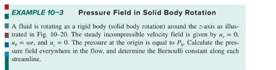 EXAMPLE 10-3 Pressure Field in Solid Body Rotation A | Chegg.com