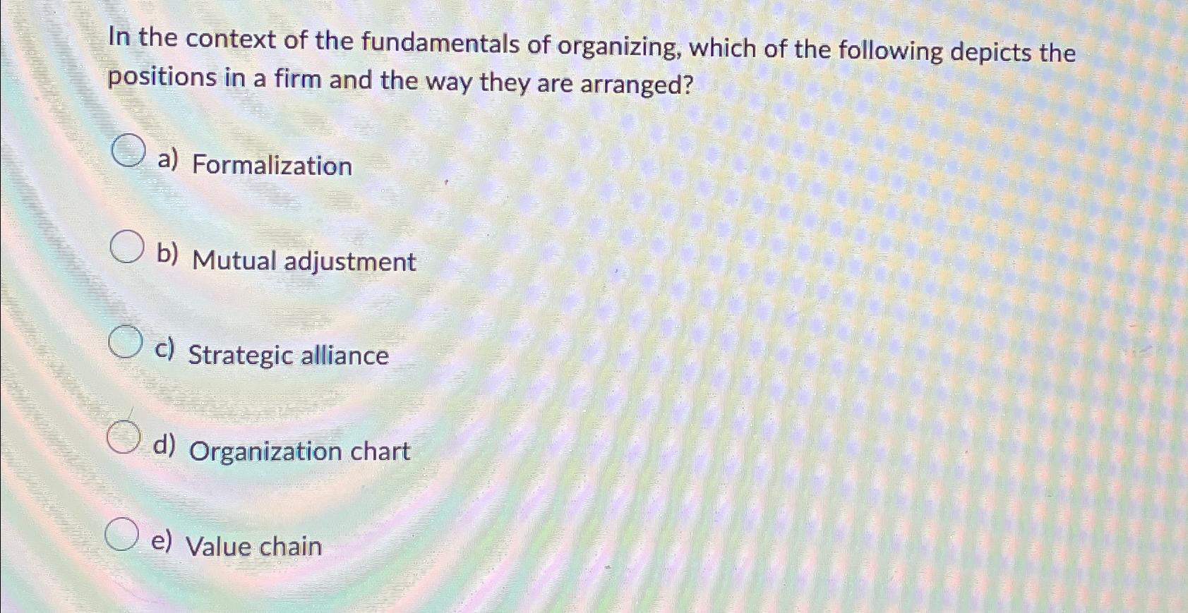 Solved In the context of the fundamentals of organizing, | Chegg.com