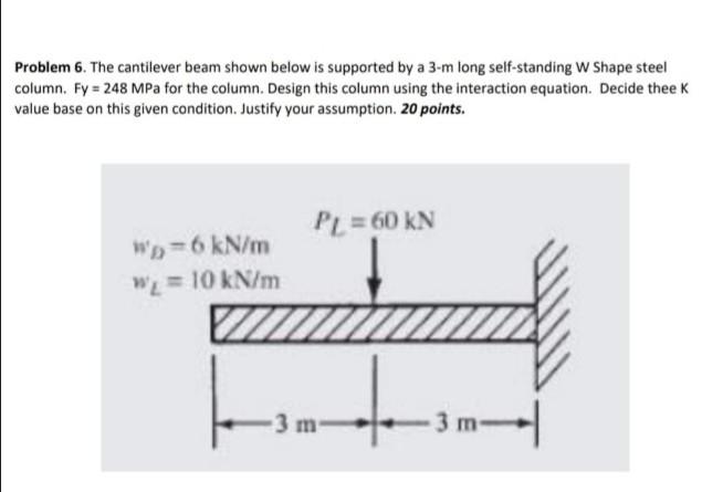 Solved Problem 6. The cantilever beam shown below is | Chegg.com