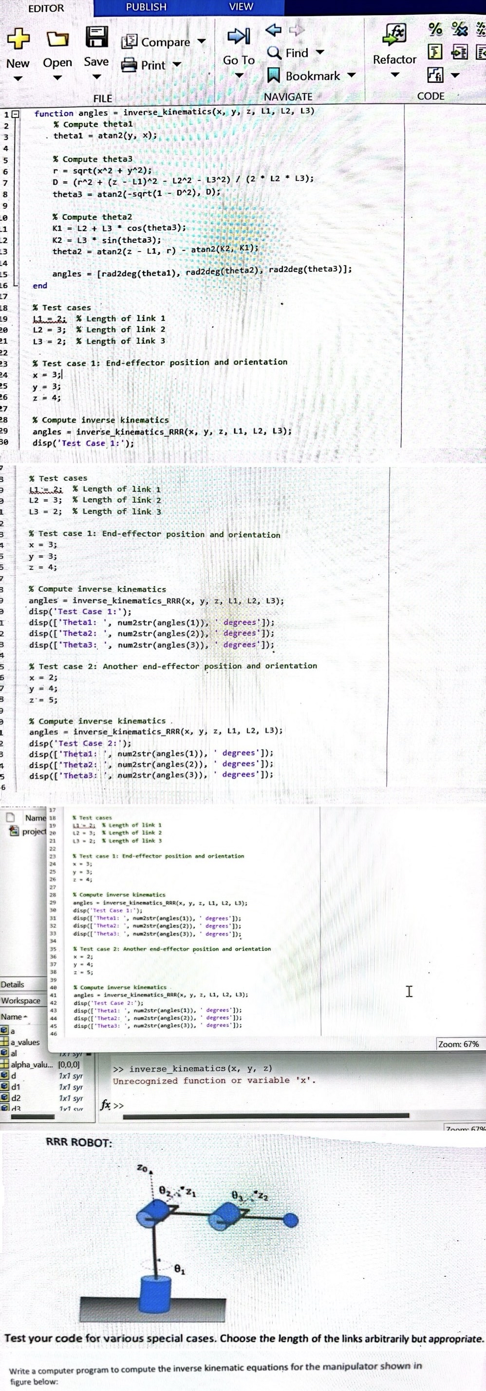 RRR ROBOT:Test your code for various special cases. | Chegg.com