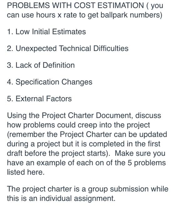 Solved PROBLEMS WITH COST ESTIMATION ( you can use hours x | Chegg.com