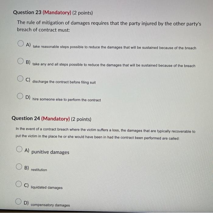 Question 23 (Mandatory) ( 2 points) The rule of | Chegg.com