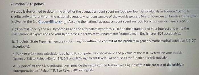 Solved The excel sheet data is given seperately with | Chegg.com