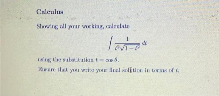 Solved Showing all your working, calculate- using the | Chegg.com
