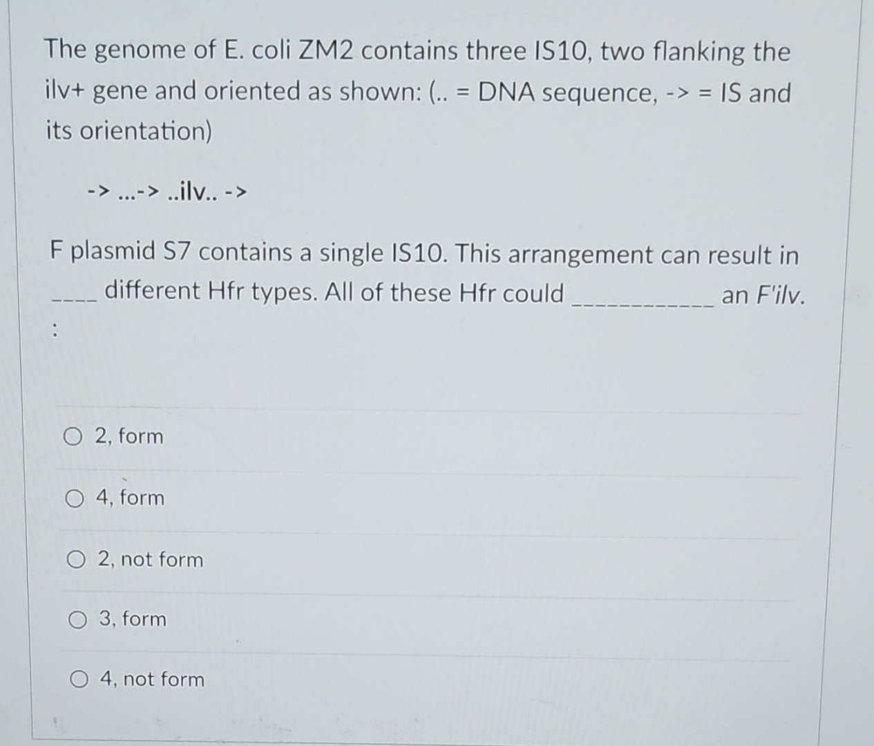 Solved The genome of E. ﻿coli ZM2 ﻿contains three IS10, ﻿two | Chegg.com