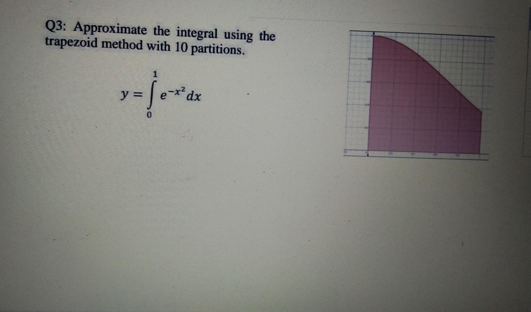 Solved Q3: Approximate the integral using the trapezoid | Chegg.com