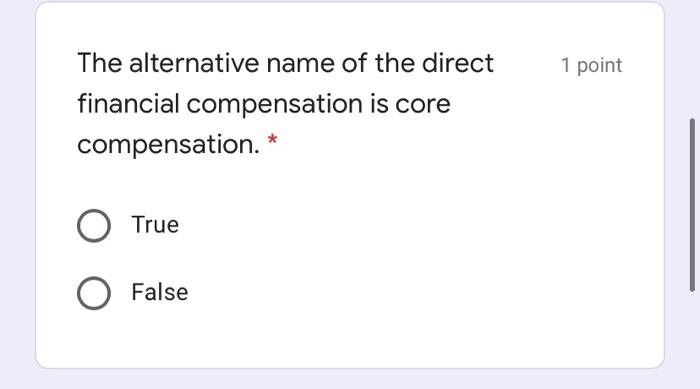 Solved 1 point The alternative name of the direct financial | Chegg.com