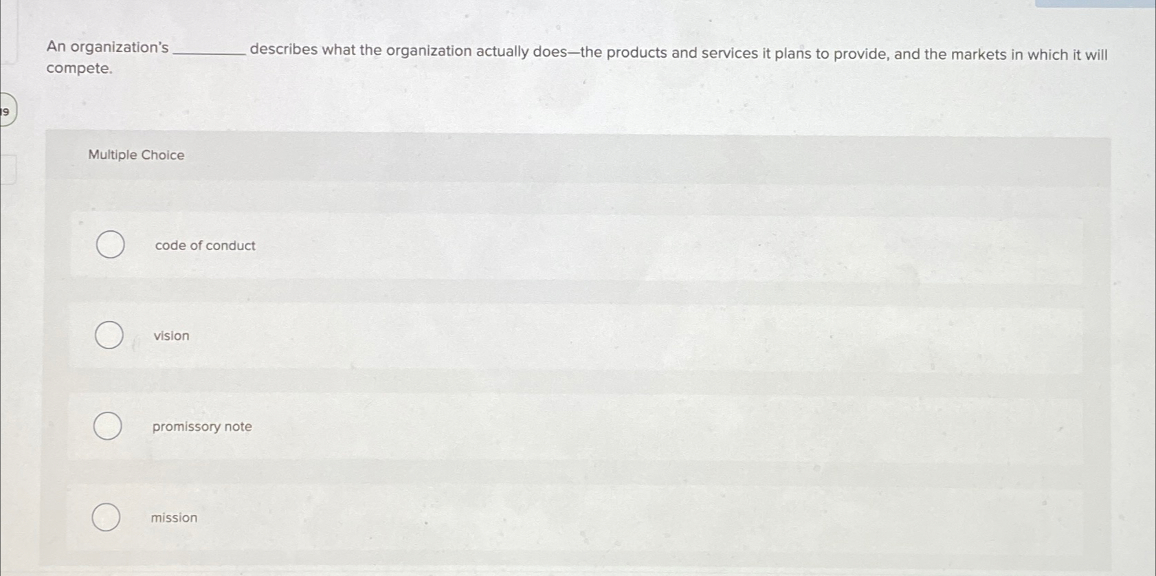 Solved An organization's describes what the organization | Chegg.com