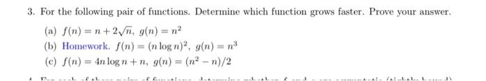 Solved 3. For the following pair of functions. Determine | Chegg.com