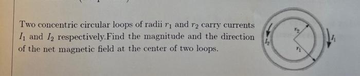 Solved Two concentric circular loops of radii r1 and r2 | Chegg.com