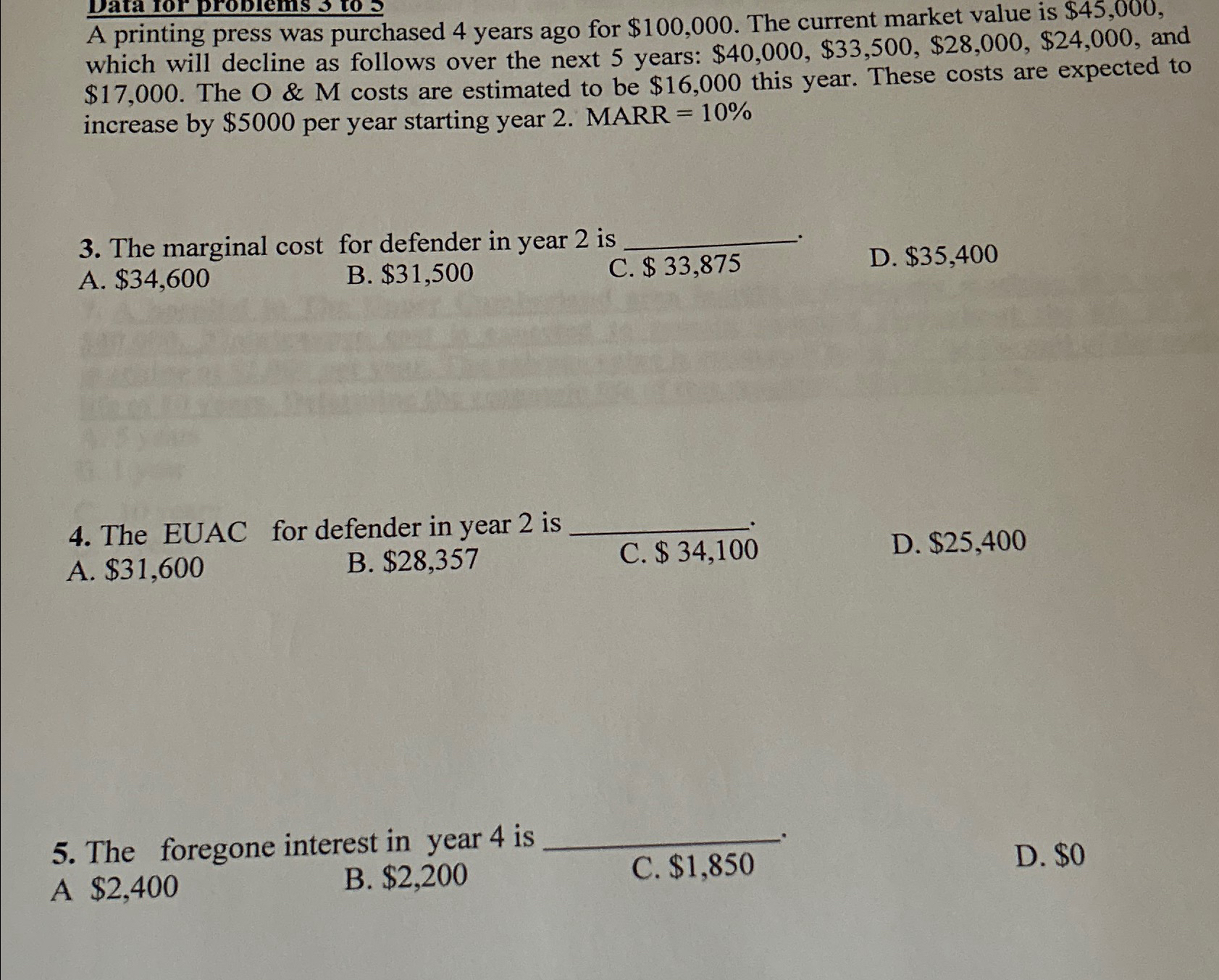 Solved Please answer this question. A printing press was | Chegg.com