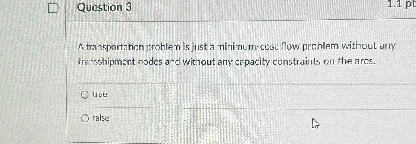 Solved Question 3A transportation problem is just a | Chegg.com