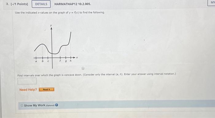 Solved Use the indicated x-values on the graph of y=f(x) to | Chegg.com