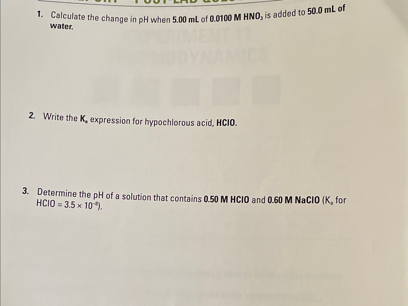 Solved Calculate the change in pH ﻿when 5.00mL ﻿of | Chegg.com