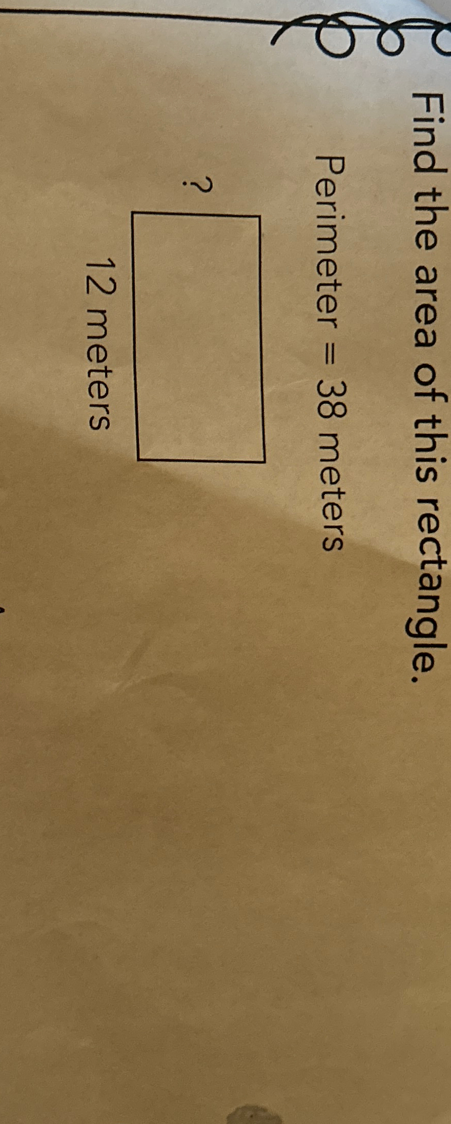 Solved Find the area of this rectangle.Perimeter =38 | Chegg.com