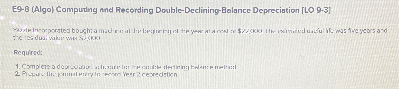E9-8 (Algo) ﻿Computing and Recording | Chegg.com