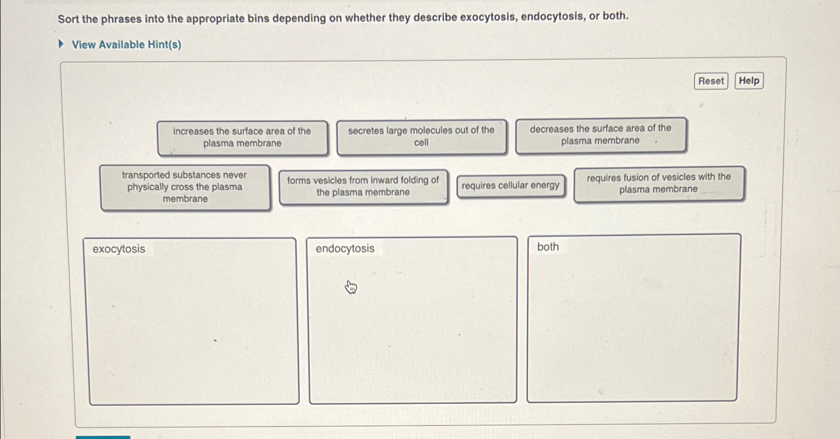 Solved Sort the phrases into the appropriate bins depending | Chegg.com