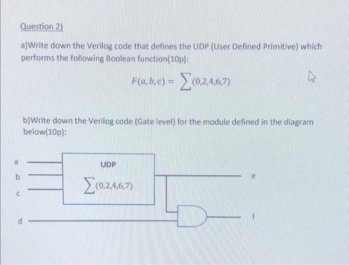 Solved Question 2) a) Write down the Verilog code that | Chegg.com
