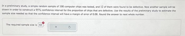 Solved In a preliminary study, a simple randorn sample of | Chegg.com